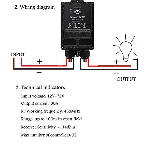 12v Remote Control Relay Switch DC 12V-72V Wireless Switch 328ft Long ...