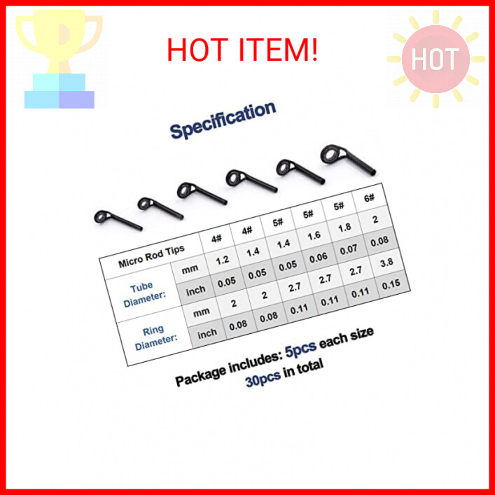 FishTrip Micro Rod Tips Repair Kit - 30pcs Baitcasting Rods Fishing Rod ...