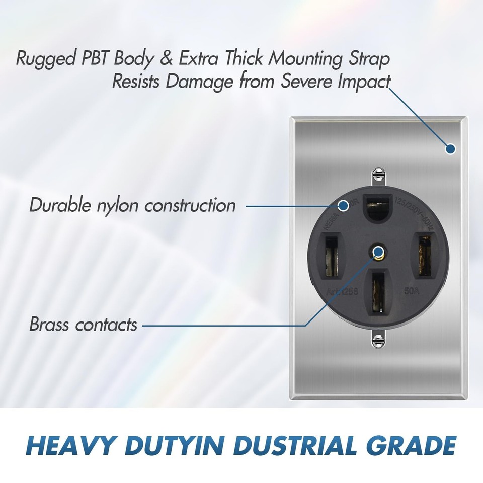 NEMA 14-50R Power Outlet 3P, 4W, Flush Mounting Receptacle,Rectangle ...