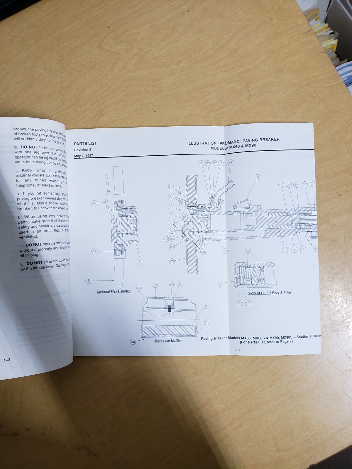 Ingersoll-Rand MX60 MX90 Promaxx Paving Breaker Parts List Manual | eBay
