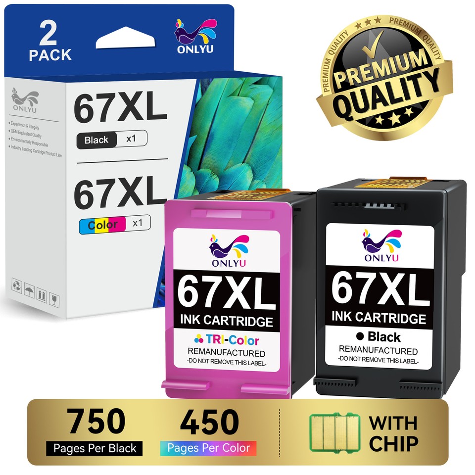 67XL Ink Cartridge for HP 67 Ink Deskjet 2755e 2700e 4100e 4155e Envy ...