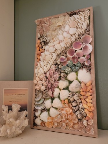 Hand crafted "Seashell Framed Mosiac Art Piece" Real Shells - Coastal ...