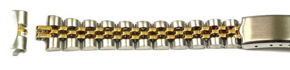 Osco Stainless Steel Watch Arm Band Bicolour 15 MM Bridge Width Folding ...