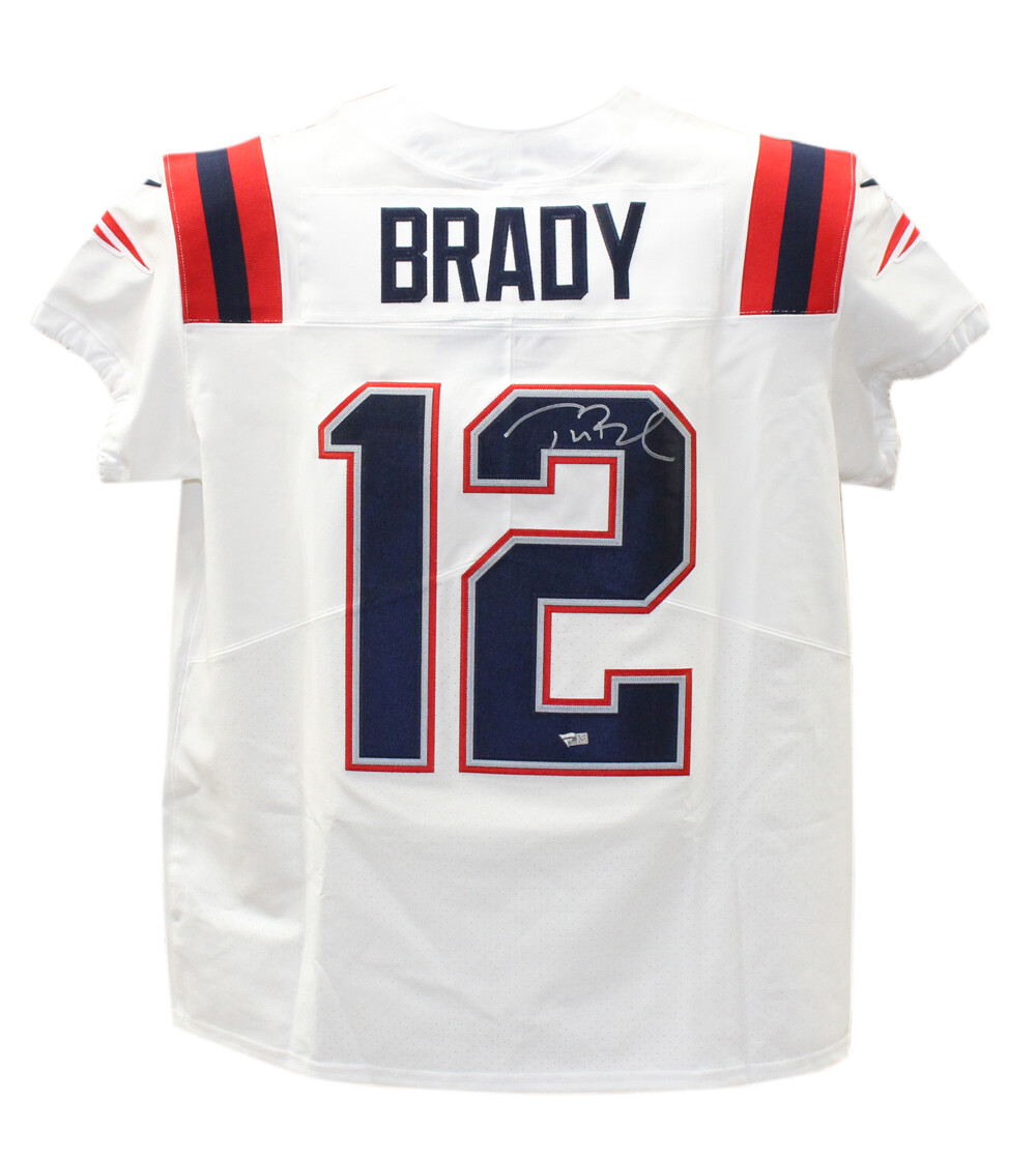 Tom Brady Signed New England Patriots Nike White Elite Jersey FAN 39510 ...
