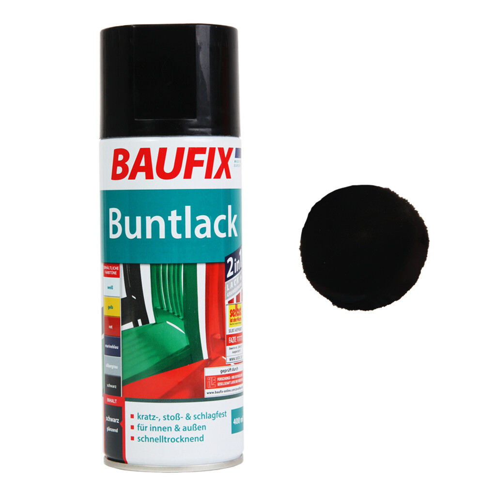 Baufix Lack-Spray Schwarz 400ml Sprüh-Dose Spray-Dose Sprüh-Lack Farb ...