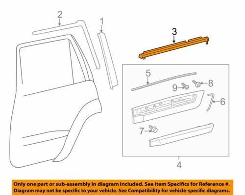 75730-60080 Toyota Moulding assy, rear door belt, rh 7573060080, New ...