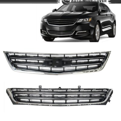 Front Upper+Lower Grille Set Chrome Black 2PCS For Chevrolet Impala ...
