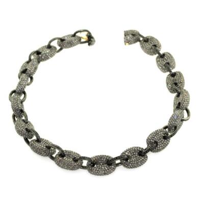 55.33ct Diamond Oxidized Interlock Circle Chain Necklace 925 Starling ...