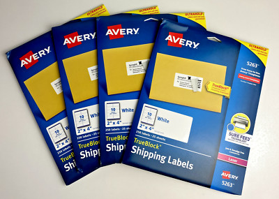 Avery TrueBlock Shipping Labels 4 sets 250 labels each (Total 1000 ...