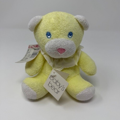 Vintage Eden Toys Terry Cloth Rattle Bear Plush Yellow Pastel Ebay