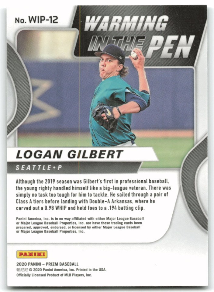 2020 Panini Prizm #WIP-12 Logan Gilbert Warming in the Pen Seattle ...