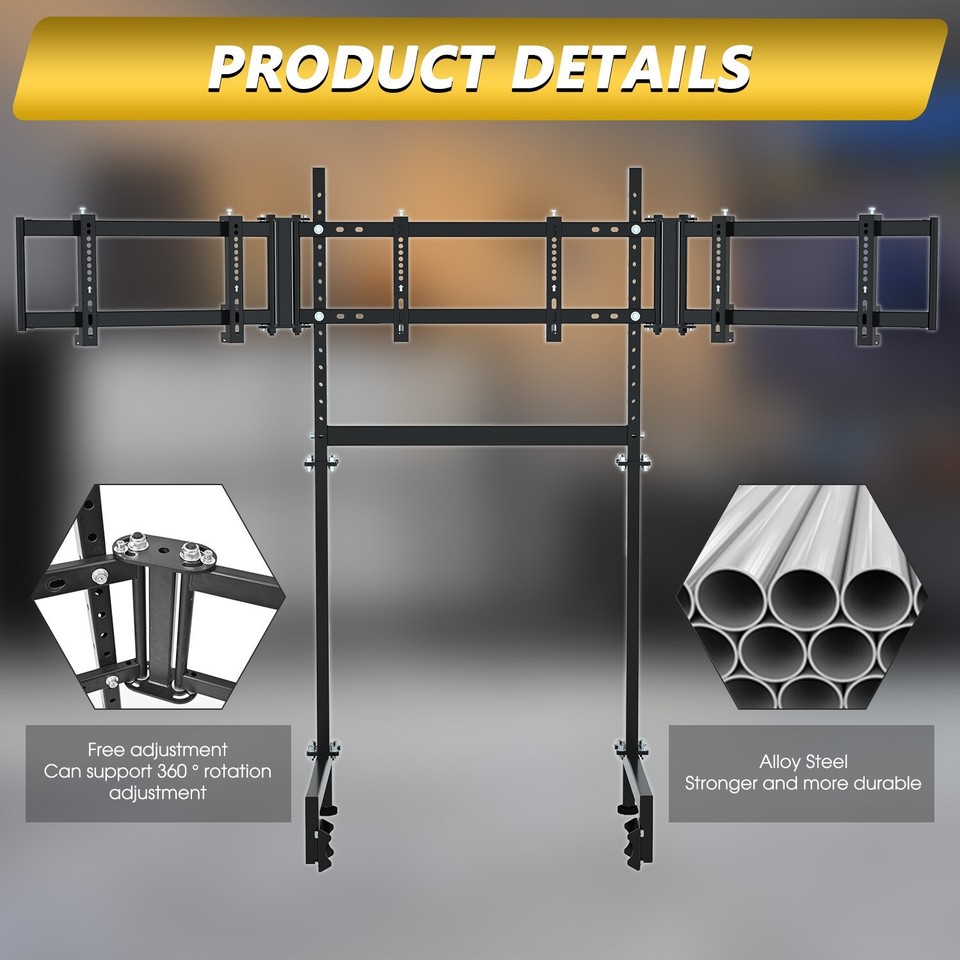 Dardoo Triple Screen Monitor Stand For 50mm Round Tube Racing Simulator ...