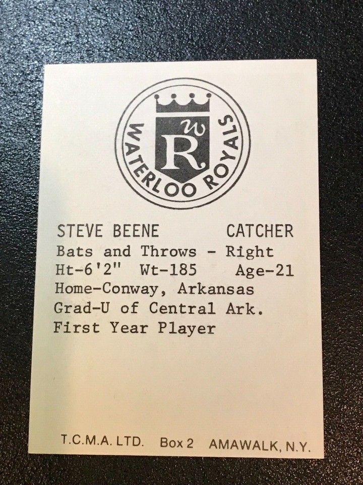1976 Waterloo Royals Baseball Minor League Card - Steve Beene | eBay