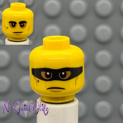 Lego Minifigure Head Dual Face Black Mask Medium Nougat Features Bandit ...
