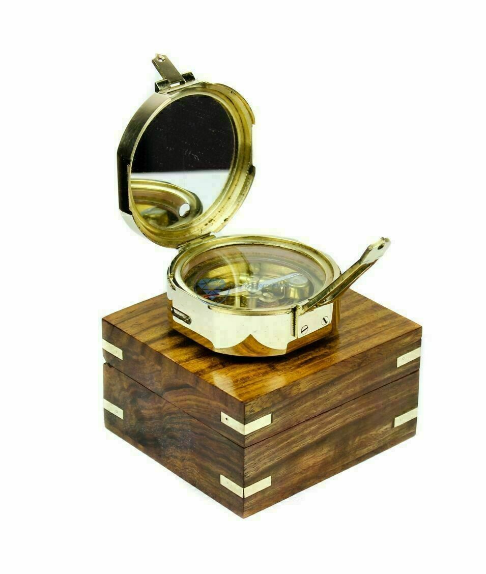 Nautical Brass Polish Brunton Compass Survey Direction Compass With ...