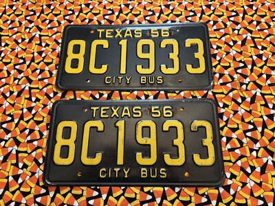1956 TEXAS CITY BUS LICENSE PLATES 8C1933 | eBay