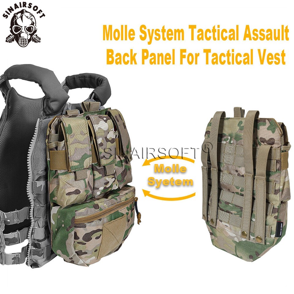 Tactical MOLLE Assault Back Panel Bag Ammo Plate Carrier Pouch For ...