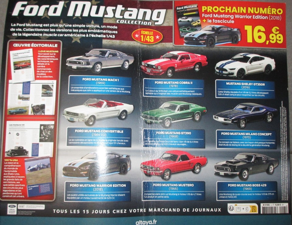 FORD MUSTANG COLLECTION Altaya 1/43 N°42 FORD MUSTANG COUPÉ ALAN MANN ...