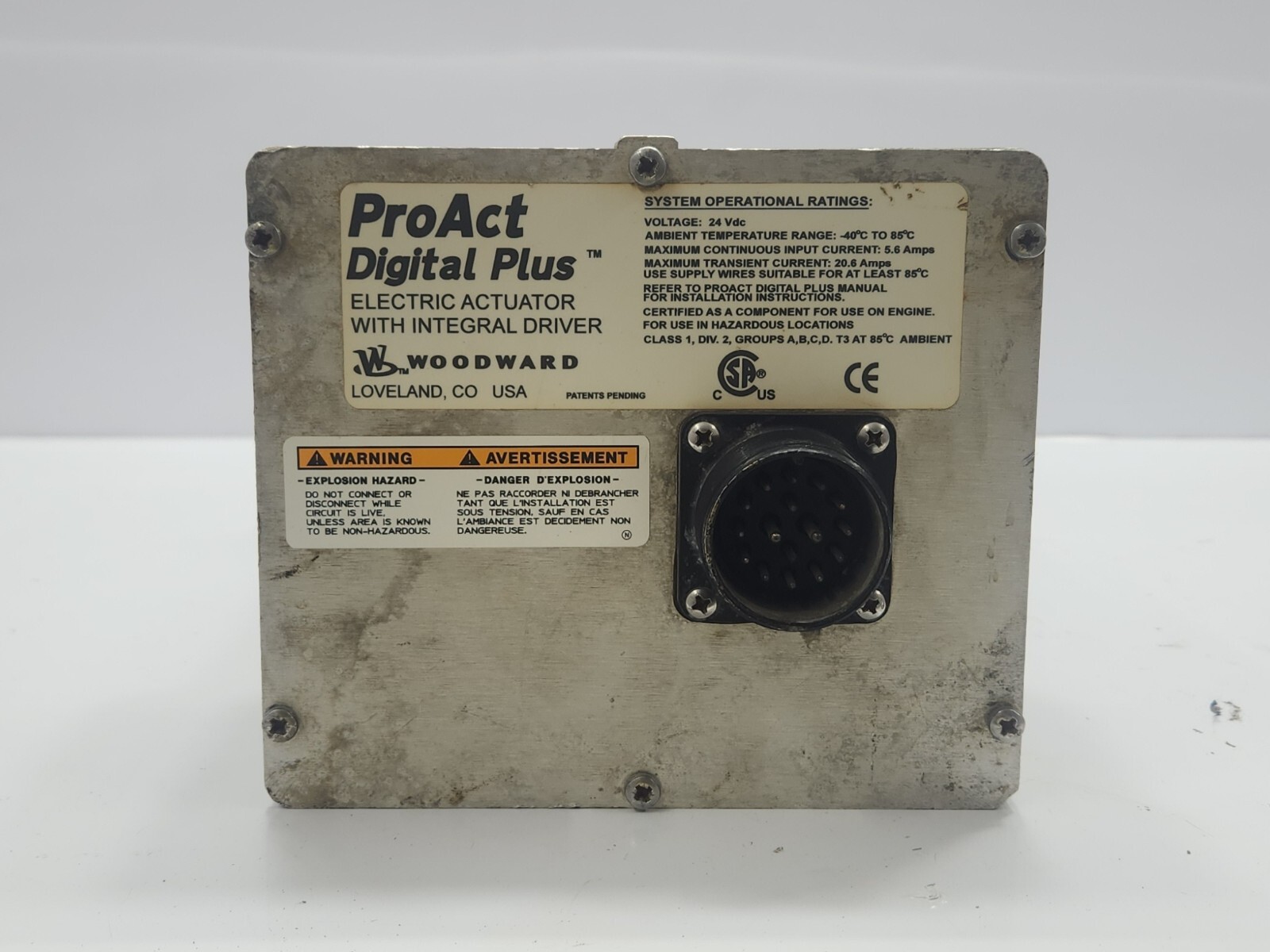 WOODWARD 8404-010 PROACT DIGITAL PLUS ELECTRICAL ACTUATOR WITH INTEGRAL ...