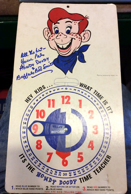 BUFFALO BOB SMITH SIGNED howdy doody time teacher toy clock! slight ...