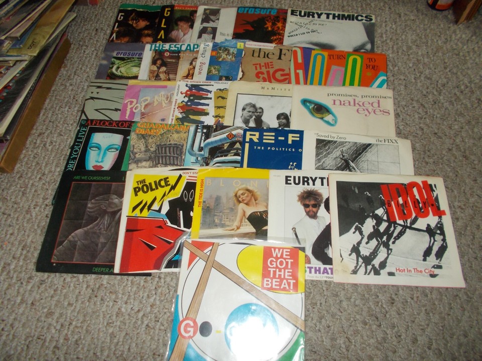LOT OF 51 80S ALT POP & ROCK 45S BLONDIE, BILLY IDOL, POLICE, BLONDIE ...