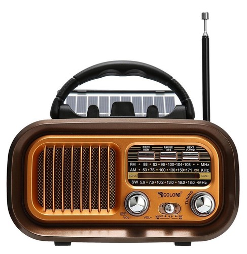 Solar-Powered AM FM SW Retro Radio MP3 Player Bluetooth USB SD Card ...