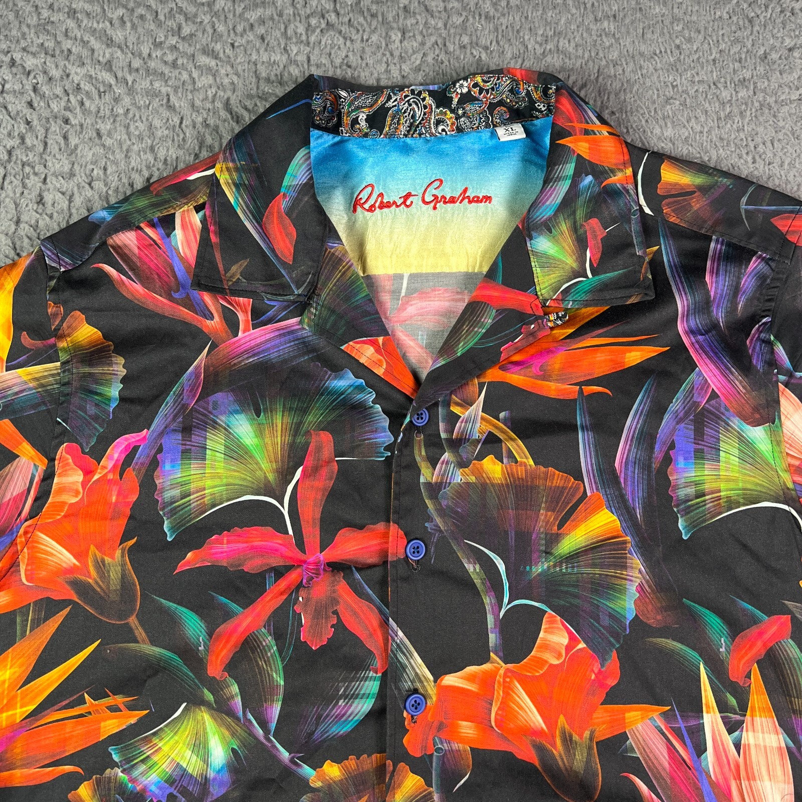 Robert Graham Button Shirt Mens XL Floral Geometric Art Abstract ...