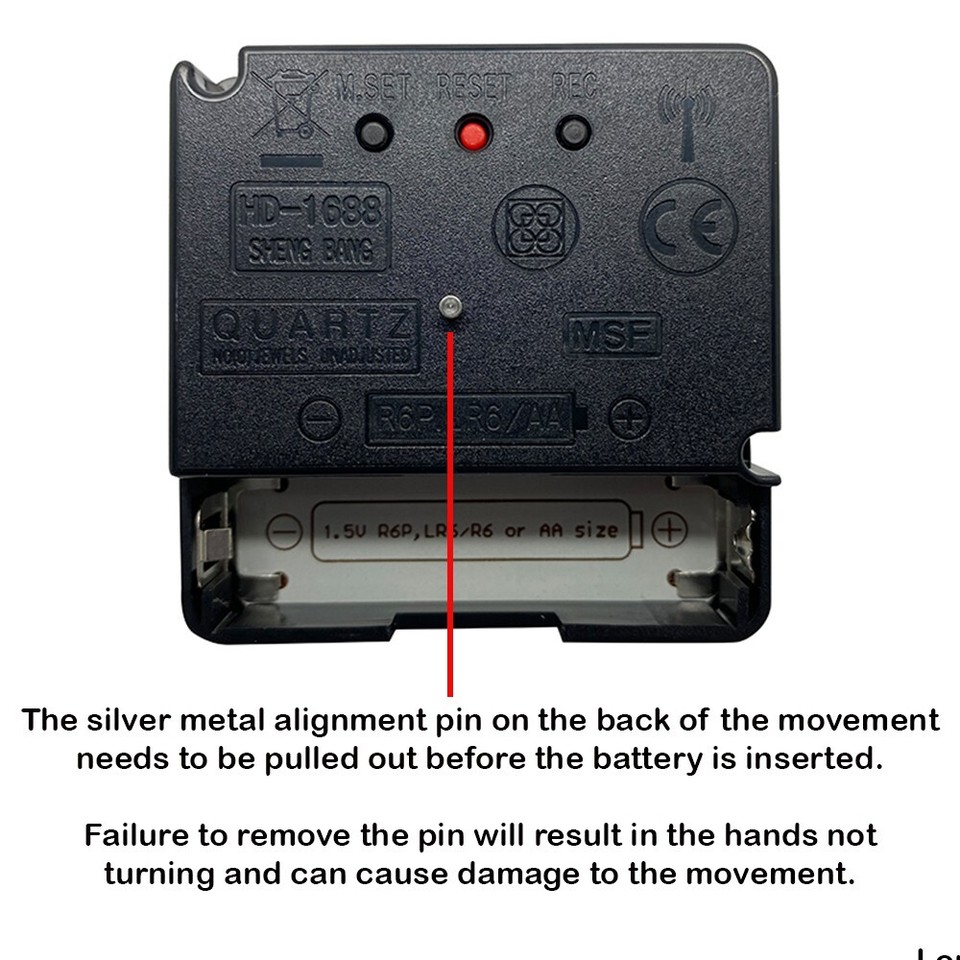 HD-1688 Radio Controlled Ticking MSF Quartz Clock Movement Mechanism ...