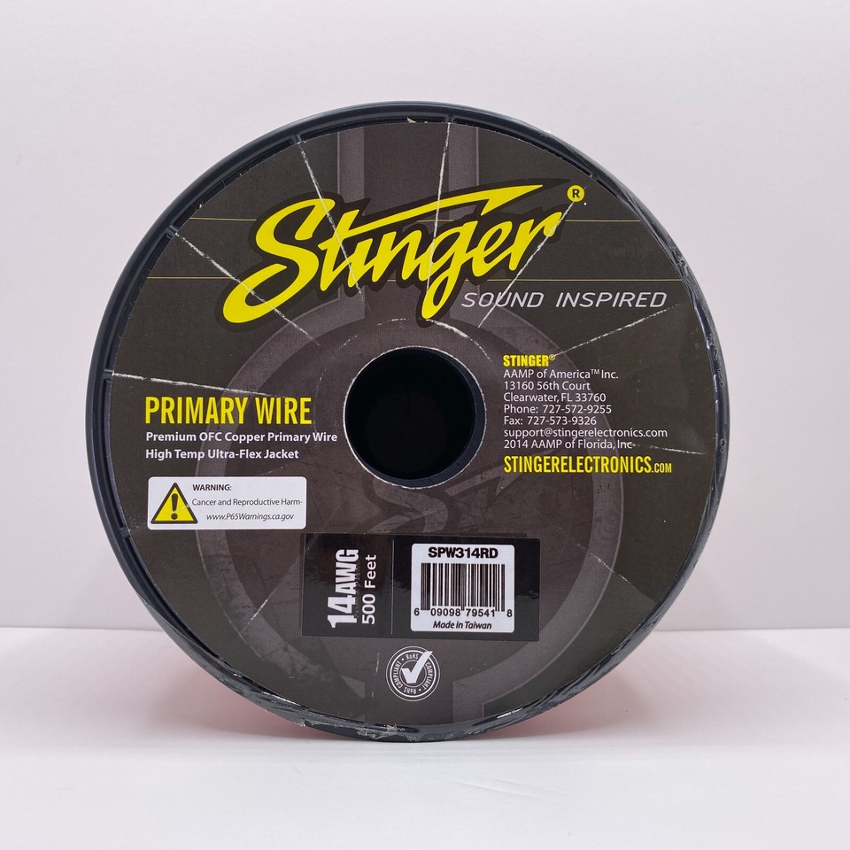 Stinger SPW314RD Primary Hook Up Wire 14GA Red Pure OFC 500ft Audio ...