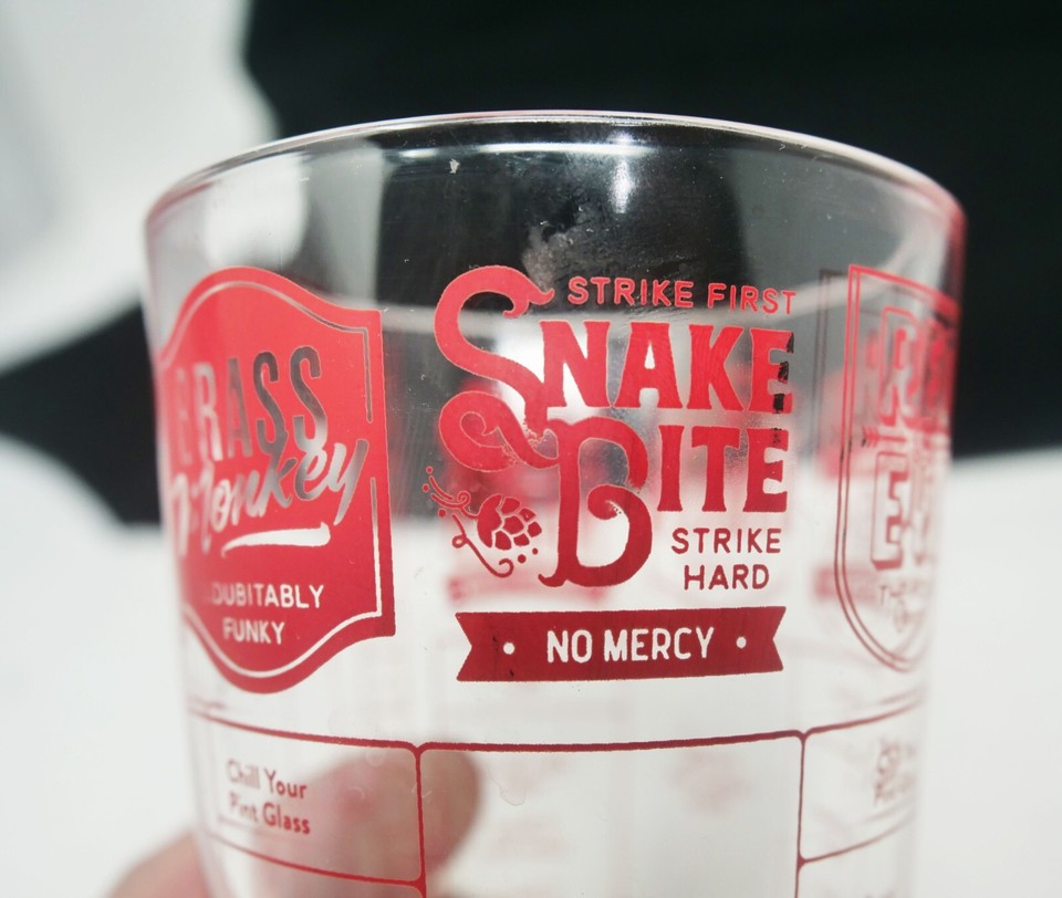 Bar Pint Recipe Glass Snake Bite - Lager Rita - Brass Monkey - Black ...
