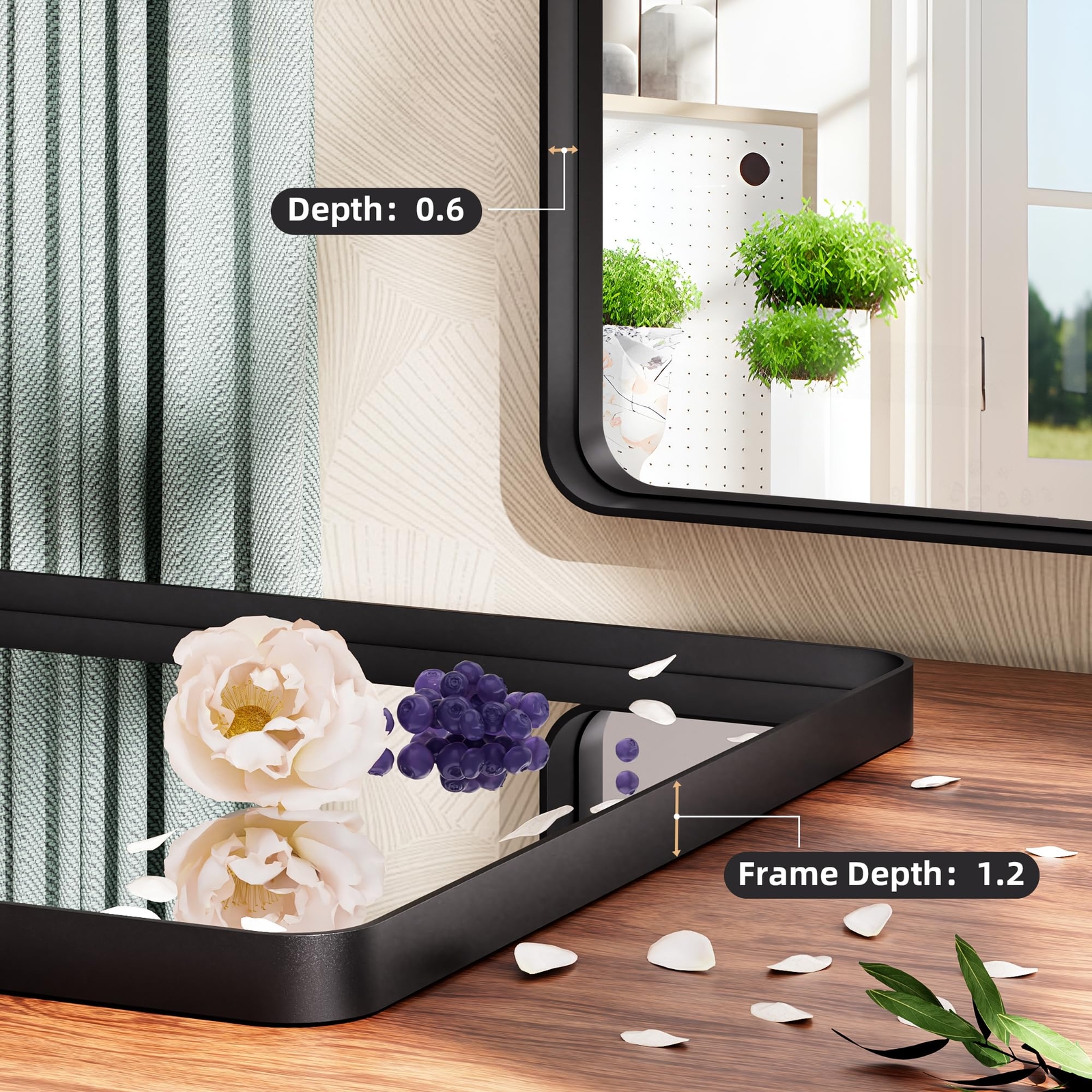 Hasipu Black Bathroom Mirror 59x39 Inch Rounded Rectangle Vanity Mirror ...