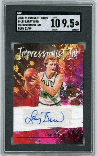LARRY BIRD 2020-21 Panini Court Kings Impressionist Ink Ruby 21/49 SGC ...