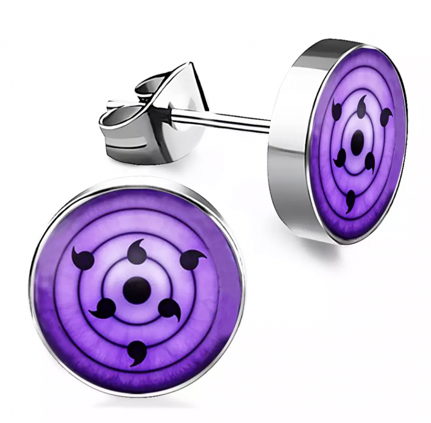 Uchiha Sharingan Eye Naruto Stainless Steel Stud Earrings New Anime