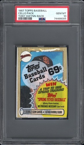 (POP 1) GEM MINT 1987 Topps Unopened Cello Pack w Tony Gwynn Back PSA ...