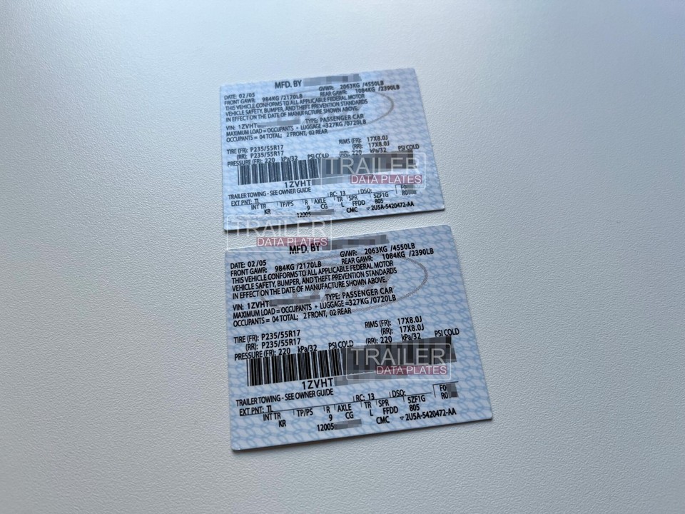 Ford Mustang Door Jamb Data Decal Permanent Sticker ID Tag Custom Rep ...