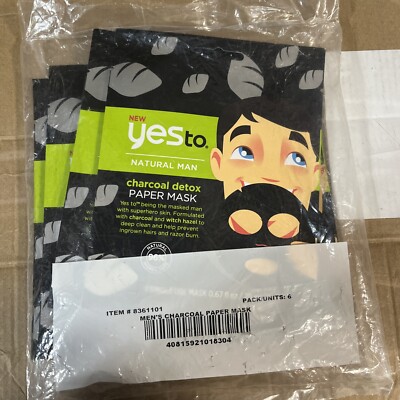 6 Yes To Men Charcoal Detox Paper Mask, Formulated W/ Charcoal Witch ...