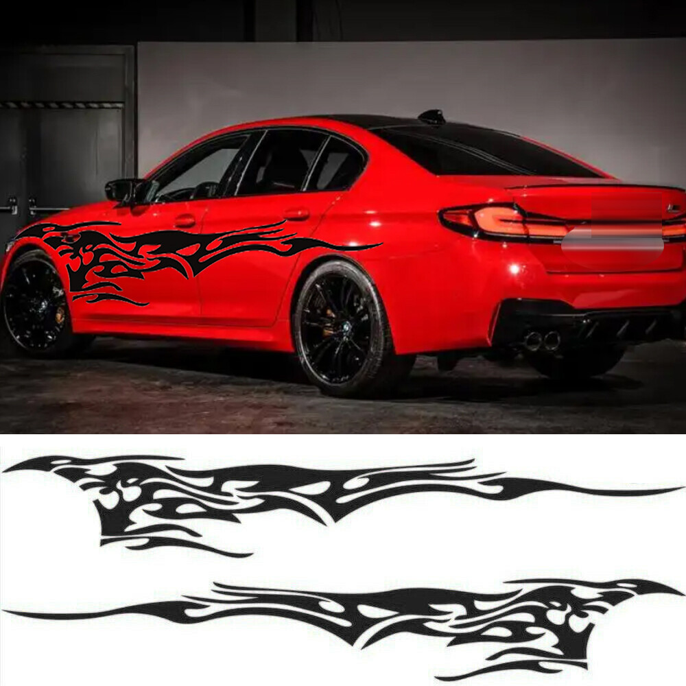Sport Black Fire Car Side Body Side Door Fender Vinyl Decal Sticker ...