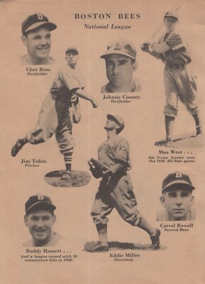 1941 Boston Bees Braves & Phillies Team Photo - Vintage 1940s Baseball ...