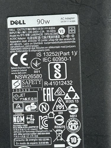 Dell 90W AC Adapter with Power Cord LA90PM130 | eBay