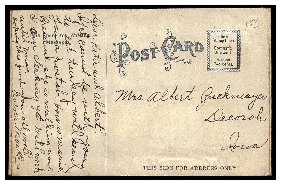 THANKSGIVING DAY GREETING VINTAGE POSTCARD TURKEY GRAPES COUNTRY SCENE ...