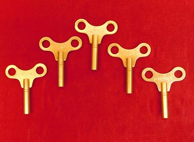 Set of 5 Clock Winding Keys 3.0 mm #3 Savers Lot 3 mm Solid Brass ...