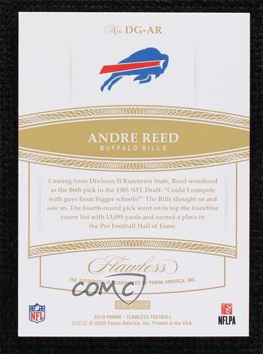 2019 Panini Flawless Draft Gems Platinum 1/1 Andre Reed #DG-AR Auto HOF ...