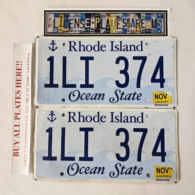 RHODE ISLAND LICENSE PLATE PAIR 🔥FREE📬🔥 1LI 374 ~ FLAT MATCHING TAG SET ...