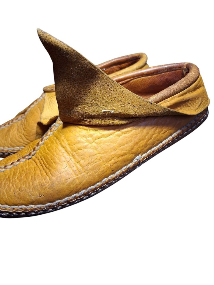 Vintage Original Carl Dyer Tan Leather Split Toe Collared Moccasins ...