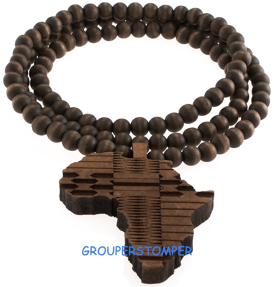 Africa Necklace New Good Wood Style Map Pendant 36 Inch Natural Wood ...