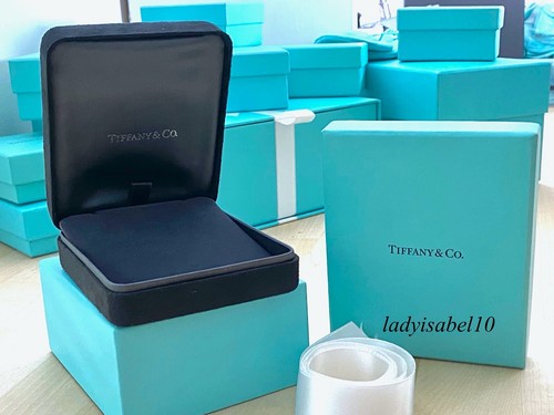 Tiffany & Co Empty Presentation Black Suede Blue Outer Box for Necklace ...