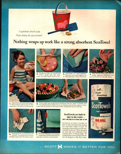 1964 Scott ScotTowels Paper Towels Ad - Take to Water c9 | eBay