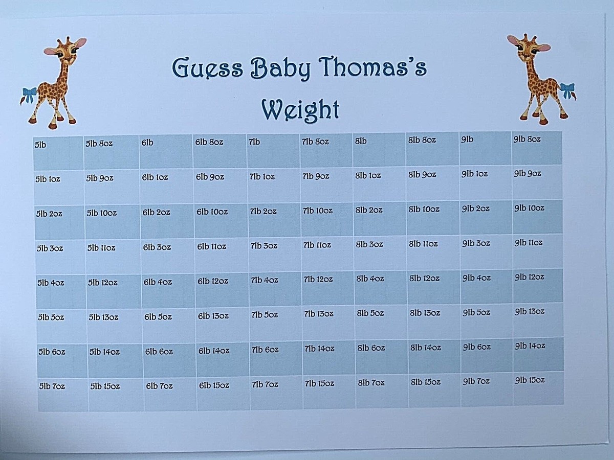 Guess Baby Weight Game Template Baby Shower Games Free Printables