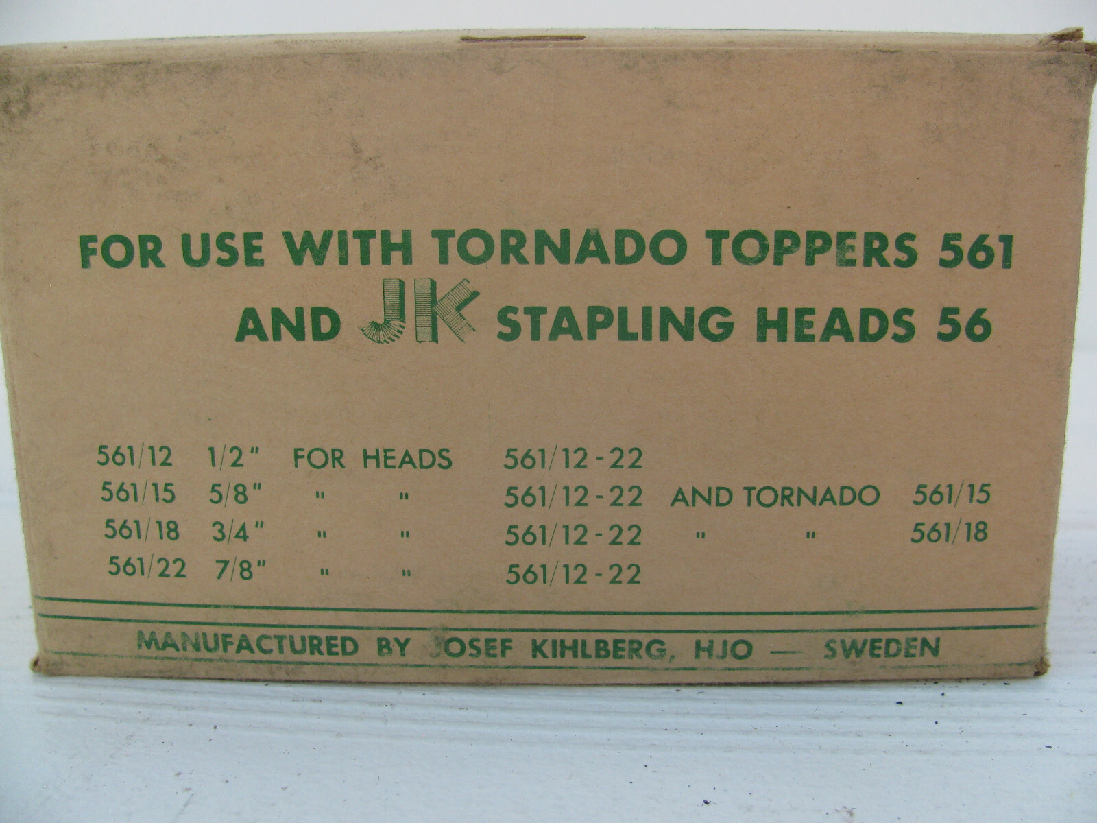 2500 Kihlberg Sweden Made 5/8" STAPLES Tornado Toppers 561, JK Stapling ...