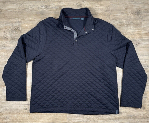 Perry Ellis Men's XXL Quilted Shirt Jacket 1/4 Snap Navy Blue Athletic ...
